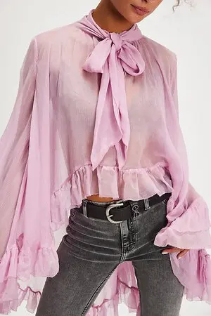 Free People Frill Top Plum Blossom