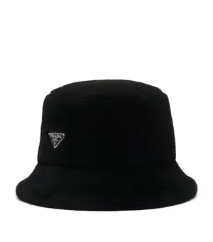 Prada Shearling Bucket Hat - Black