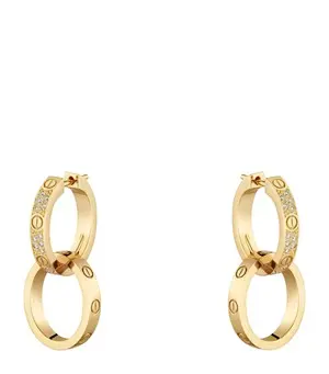 Cartier Yellow And Diamond Love Double Hoop Earrings - Gold