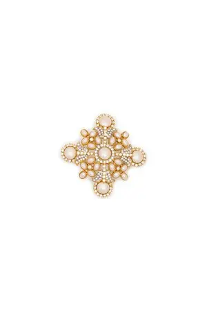 KENNETH JAY LANE Pearl And Crystal Pin - Gold