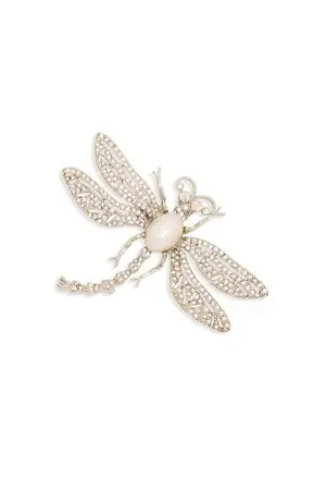 KENNETH JAY LANE Crystal Dragonfly Pin - Natural