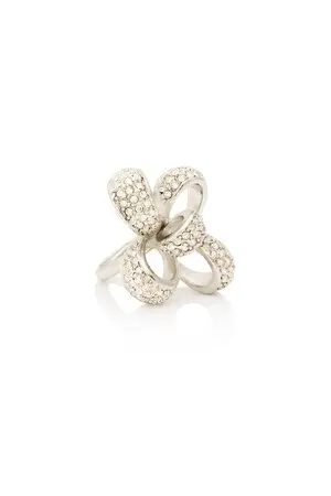KENNETH JAY LANE Crystal Bow Adjustable Ring - Silver