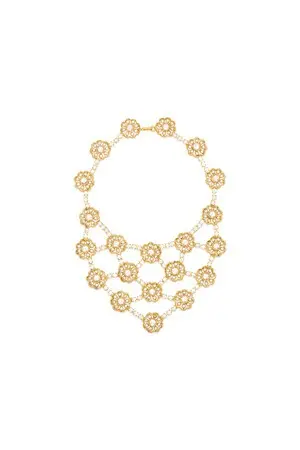 KENNETH JAY LANE Flower Cluster Bib Necklace - Gold