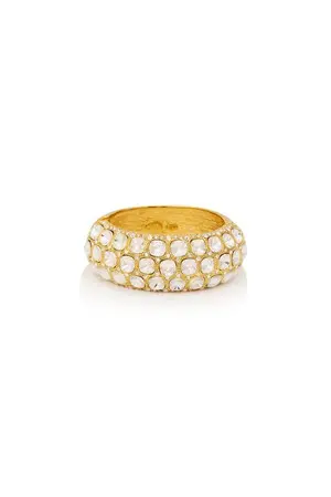 KENNETH JAY LANE Crystal Square Domed Bracelet - Gold