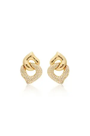 KENNETH JAY LANE Interlocking Crystal Pierced Earrings - Gold