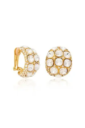 KENNETH JAY LANE Crystal Square Hoop Clip-on Earrings
