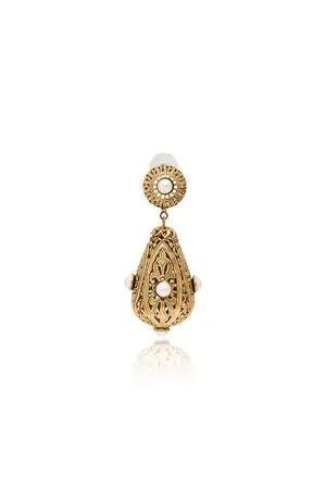 KENNETH JAY LANE Pearl Filigree Drop Clip-on Earrings
