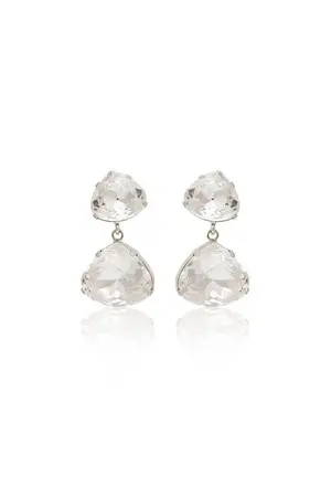 KENNETH JAY LANE Crystal Drop Clip Earrings - Natural