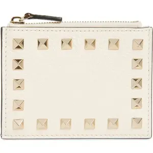 Valentino Garavani Rockstud Leather Coin Card Case - Light Ivory