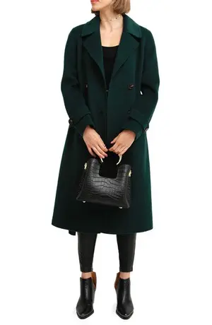 BELLE & BLOOM Front Runner Belted Coat - Dark Green