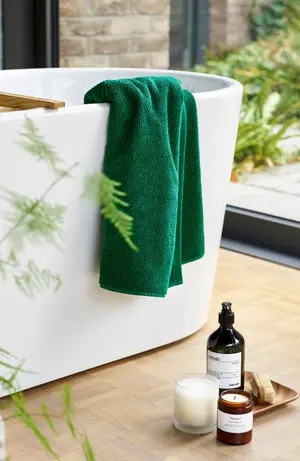 CHRISTY Brixton Textured Popcorn Weave Bath Sheets - Emerald