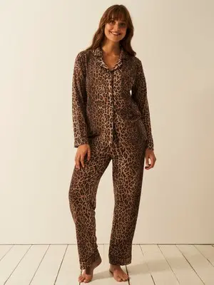 STRIPE & STARE Long Pyjama Set Classic Leopard Brown