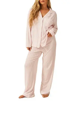 STRIPE & STARE Long Pyjama Set - Pale Pink Stripe