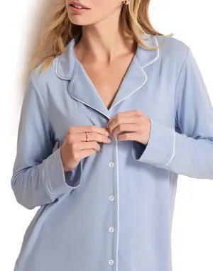 ADORE ME Matilda Long Sleeve Top & Pants Pajama Set - Medium Blue