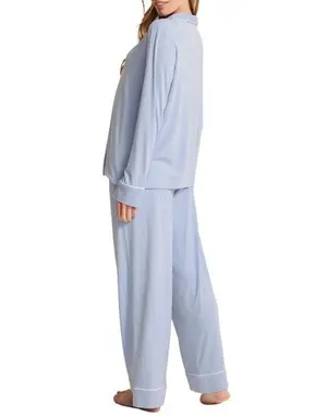 ADORE ME Matilda Long Sleeve Top & Pants Pajama Set - Medium Blue