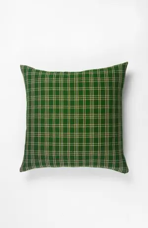 ARCHIVE NEW YORK Chiapas Handwoven Cotton Throw Pillow - Forest Green Plaid