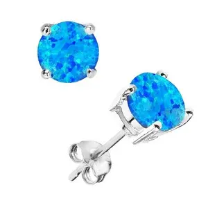 DONATELLO GIAN Name Sterling Silver Opal Stud Earrings - Blue
