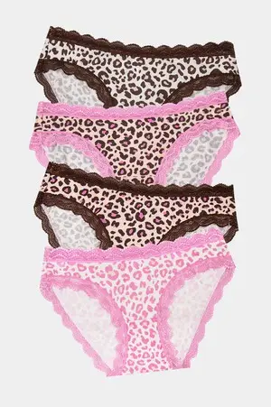 STRIPE & STARE Original Knicker Four Pack Liquorice Leopard