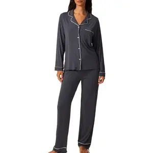 STRIPE & STARE Long Pyjama Set Graphite