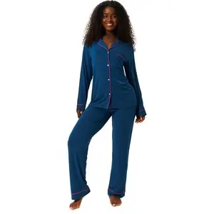 STRIPE & STARE Long Pyjama Set - Midnight & Raspberry