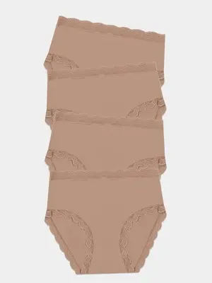 STRIPE & STARE High Rise Knicker Four Pack - Latte