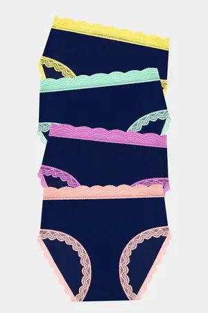 STRIPE & STARE High Rise Knicker Four Pack - Navy Neon Pastels