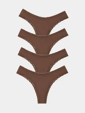 STRIPE & STARE Thong Four Pack Chocolate