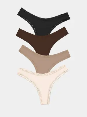 STRIPE & STARE Thong Four Pack - Latte Essentials Box