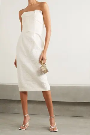 Roland Mouret Senga Strapless Cloqué Dress