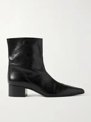Khaite Andee Crinkled-leather Ankle Boots - Black
