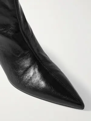 Khaite Andee Crinkled-leather Ankle Boots - Black
