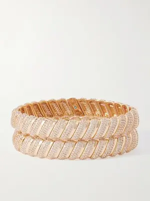 ROXANNE ASSOULIN Set Of Two Palais Royale Crystal Bracelets - Gold