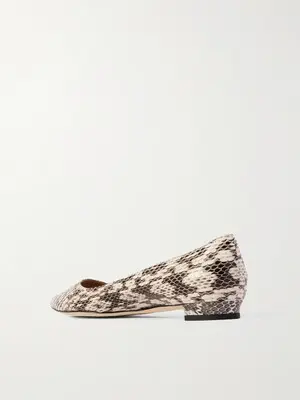Manolo Blahnik Bb 10 Snake-effect Leather Point-toe Flats - Animal Print