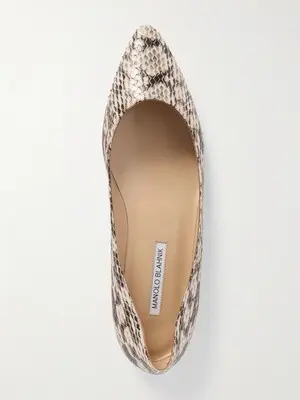Manolo Blahnik Bb 10 Snake-effect Leather Point-toe Flats - Animal Print