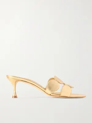 Manolo Blahnik Haribalmu Metallic Leather Sandals - Gold