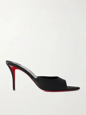 CHRISTIAN LOUBOUTIN Apostropha 80 Satin Mules - Black