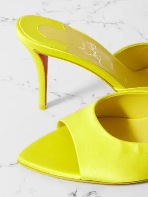 CHRISTIAN LOUBOUTIN Apostropha 80 Satin Mules - Yellow