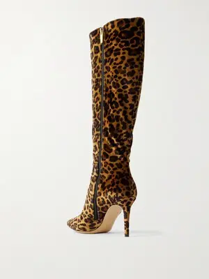 GIANVITO ROSSI Leopard-print Velvet Knee Boots - Animal Print