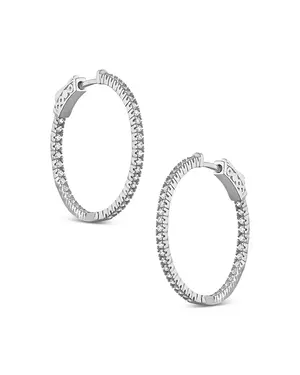 KENNETH JAY LANE Pave Hoop Earrings - Silver