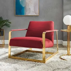 MODWAY Seg Performance Velvet Accent Chair - Gold Maroon