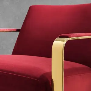 MODWAY Seg Performance Velvet Accent Chair - Gold Maroon