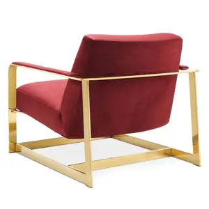 MODWAY Seg Performance Velvet Accent Chair - Gold Maroon