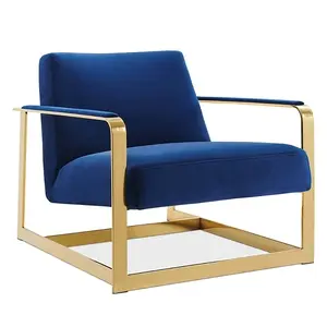 MODWAY Seg Performance Velvet Accent Chair - Gold Navy