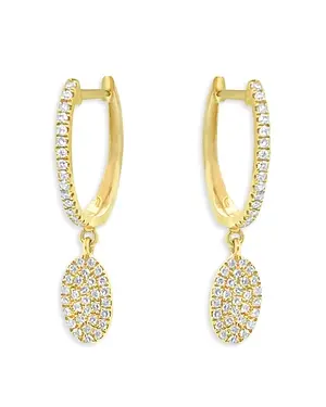 Meira T 14k Yellow Diamond Dangle Hoop Earrings - Gold