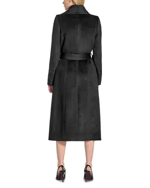 Sentaler Wide Collar Long Wrap Coat - Black