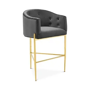 MODWAY Savour Tufted Performance Velvet Bar Stool - Charcoal