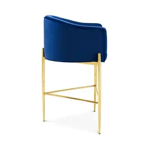 MODWAY Savour Tufted Performance Velvet Bar Stool - Navy
