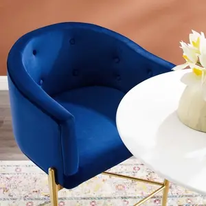 MODWAY Savour Tufted Performance Velvet Bar Stool - Navy