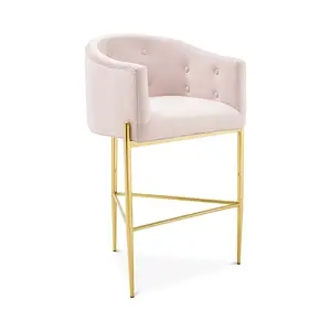 MODWAY Savour Tufted Performance Velvet Bar Stool - Pink