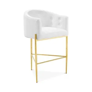 MODWAY Savour Tufted Performance Velvet Bar Stool White